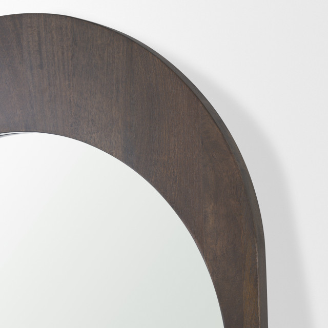 Celeste Dark Brown Wood Arched Floor Mirror - Transitional - Floor ...