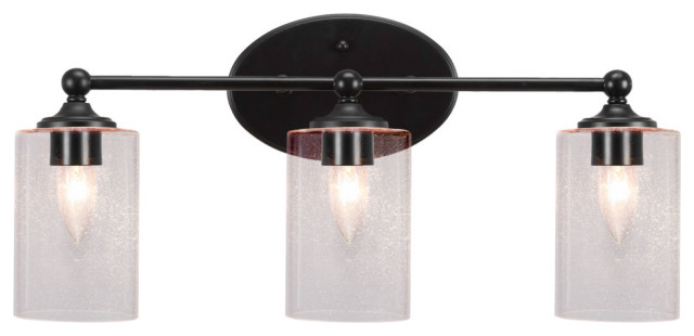 Capri 3-Light Bath Bar, Matte Black/Clear Bubble - Transitional ...