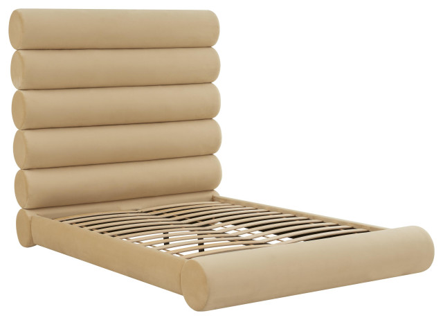 Durwin Champagne Velvet Bed in King - Transitional - Platform Beds - by ...