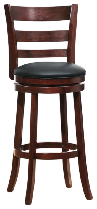 Wooden Pub Chair With Slatted Back In Cherry Brown - Transitional - Bar ...