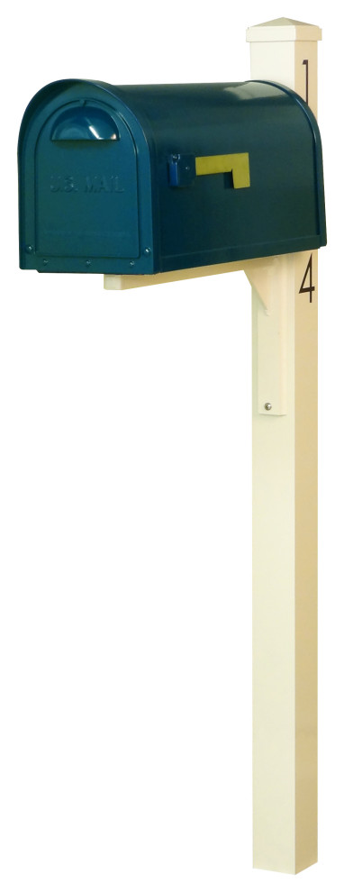 Mid Modern Dylan Curbside Mailbox and Post, Blue - Modern - Mailboxes ...