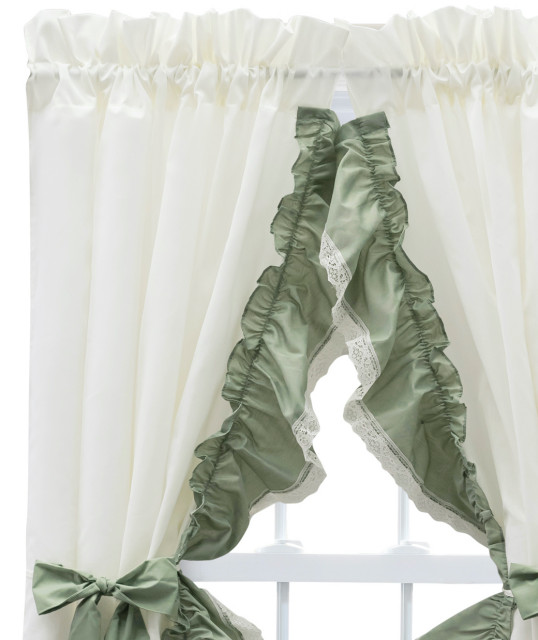 Madelyn Ruffled Victorian Priscilla Pair with Tiebacks, 100"x84 ...