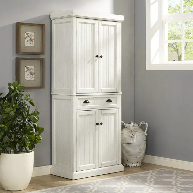 Tall Pantry Cabinet, Breadboard Paneled Doors & Storage Drawer ...