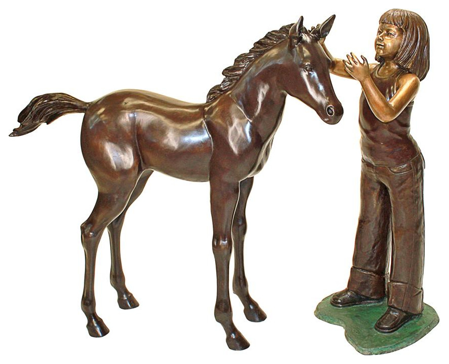 Design Toscano Equestrian Girl With Foal Statue Set - Contemporary ...
