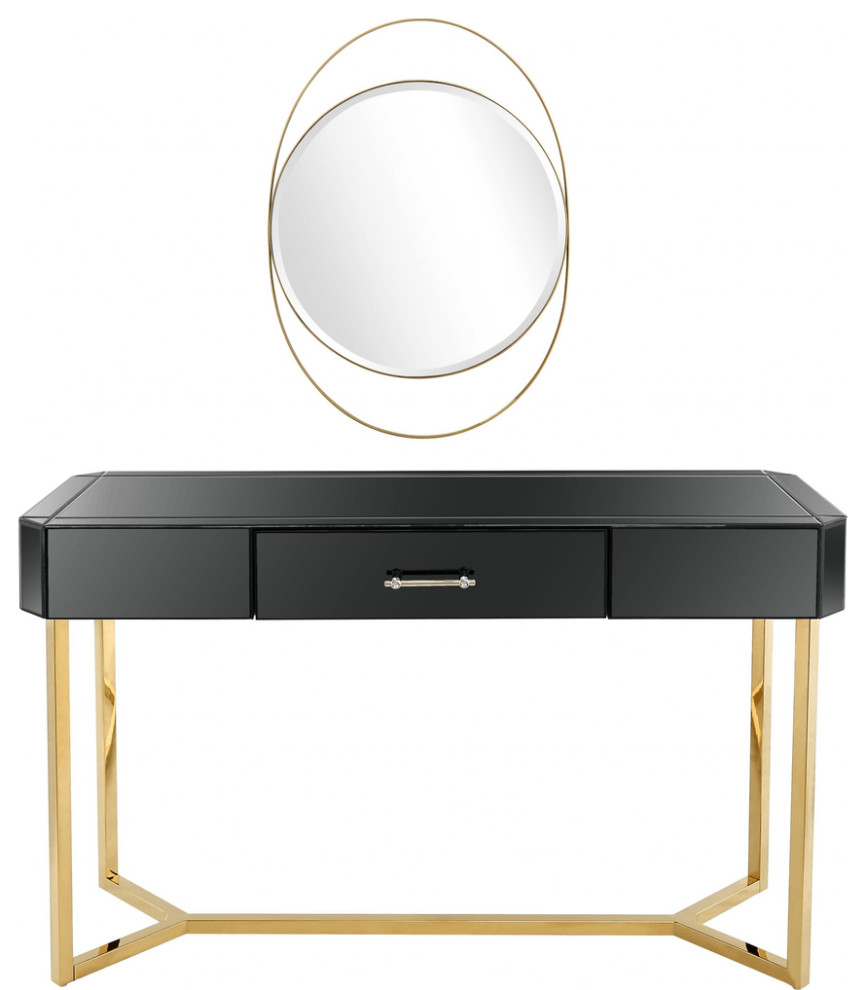 Black and Gold Mirror and Console Table - Contemporary - Console Tables ...