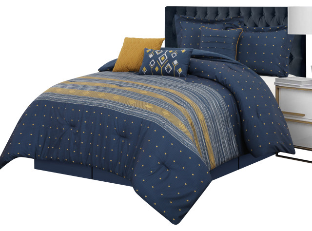 Minerva 7-Piece Comforter Set, King - Contemporary - Comforters And ...