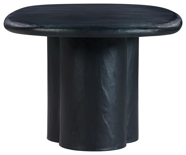 Elika Black Faux Plaster Oval Dining Table - Black - Transitional ...