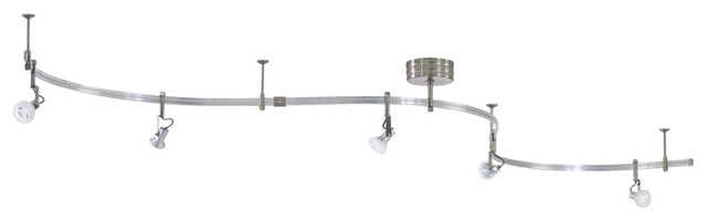 Gk Lightrail 5-Light LED Monorail Kit, Brushed Nickel With Frosted ...