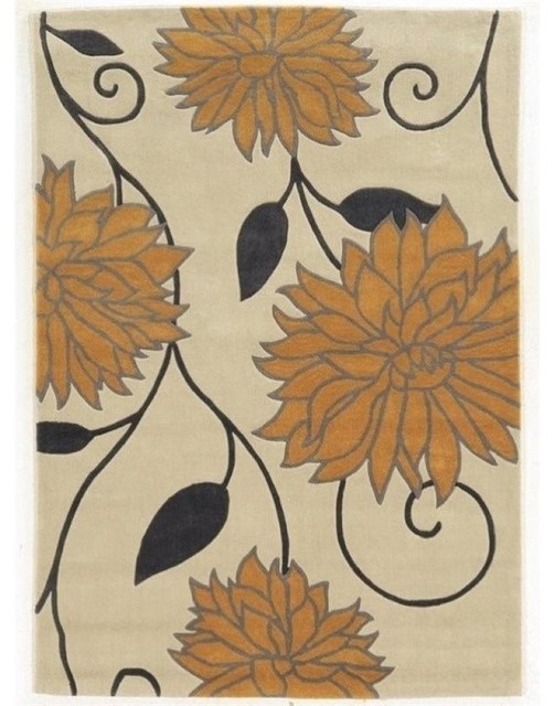 Bowery Hill 96'' x 120'' Transitional Fabric Hand Tufted Rug in Ivory ...