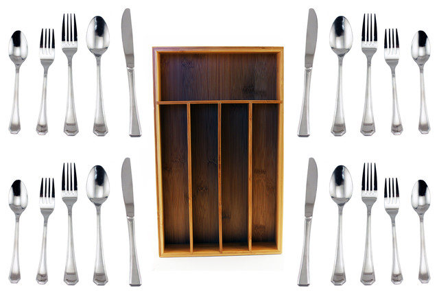 Everyday Flatware Service for 12 with Organizer - Contemporary ...