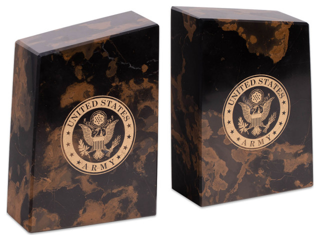 US Army Seal Genuine Marble 6" Tall Pair Of Army Bookends ...