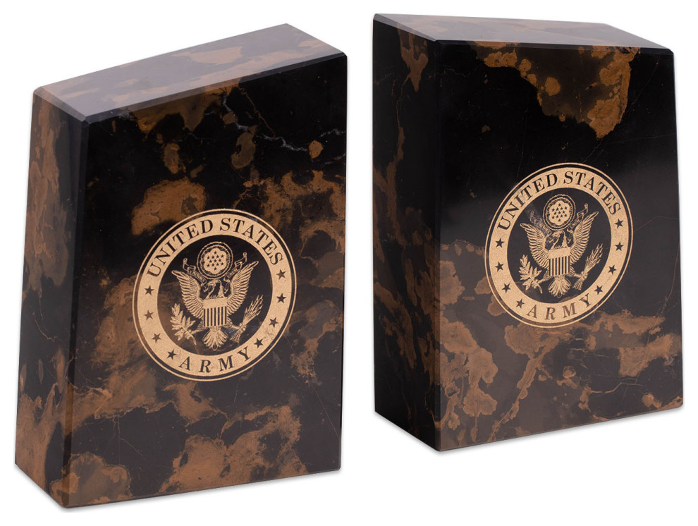 US Army Seal Genuine Marble 6" Tall Pair Of Army Bookends ...