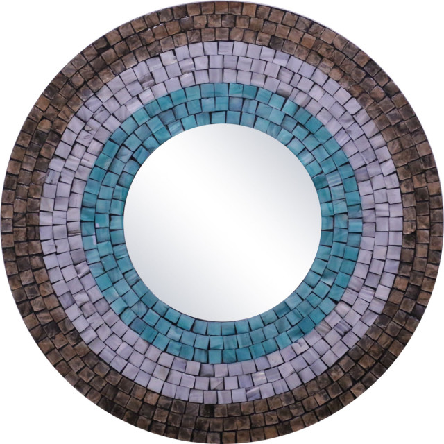 Southwestern Mother of Pearl Framed Mirror, 15 X 15 - Beach Style ...