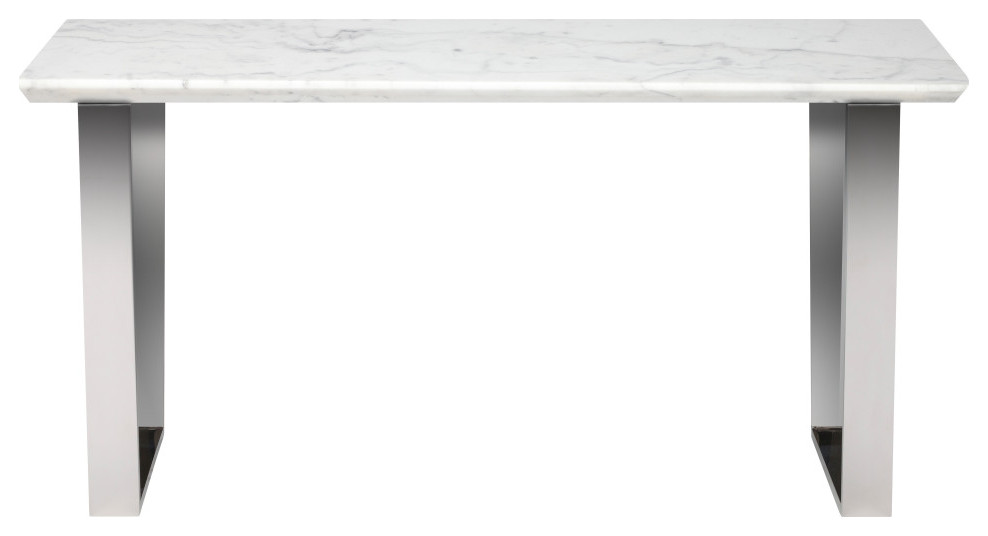 Giacomo Console Table White Marble Top Polished Stainless ...
