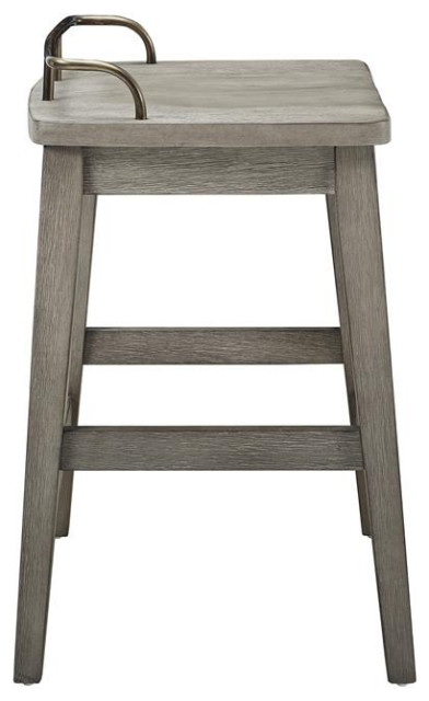 Ryan Rustic Smokey Oak Solid Wood Counter Stool - Midcentury - Bar ...
