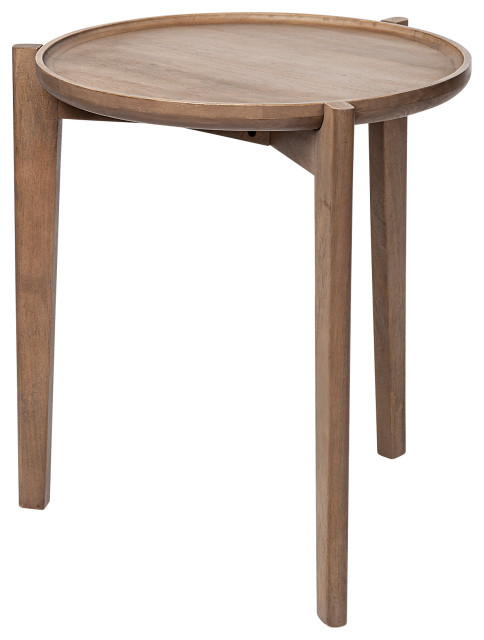 Cleaver I Medium Brown Solid Wood Round Accent Table - Transitional ...