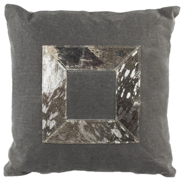 Safavieh Grayer Metallic Cowhide Pillow Grey/Silver 20" X 20", 20"x20 ...