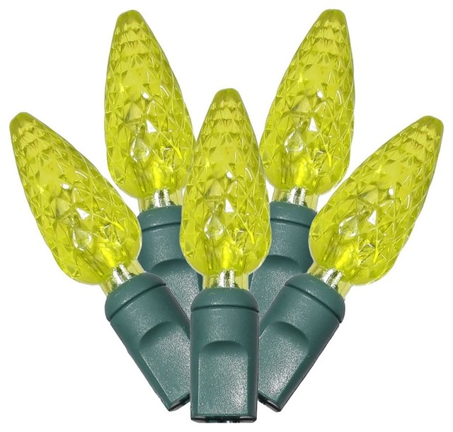 Lime Commercial Grade Faceted LED C6 Christmas Lights 6" Spacing ...