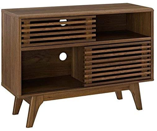 Mid-Century Modern Two-Tier Display Stand in Walnut - Transitional ...