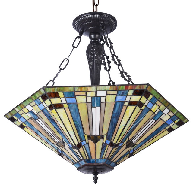Kinsey 3-Light Mission Large Inverted Ceiling Pendant 24" - Craftsman ...