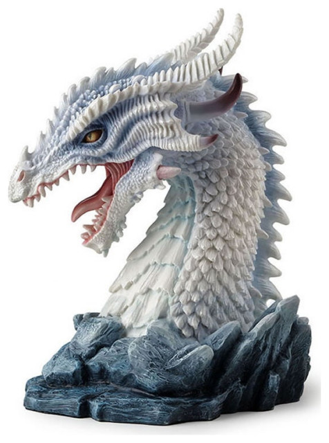 Horned Azure Dragon Bust Statue - Contemporary - Decorative Objects And ...