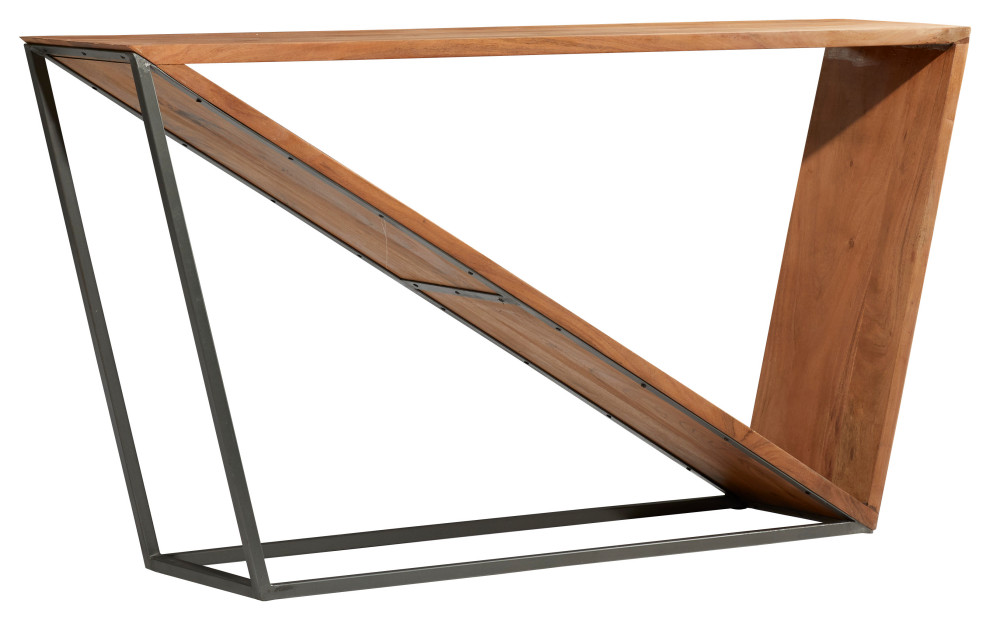 Contemporary Brown Wood Console Table 28817 - Industrial - Console ...
