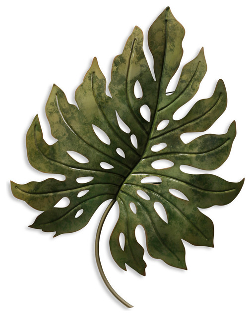 Metal Leaf Wall Decor, Green - Tropical - Metal Wall Art - by StyleCraft