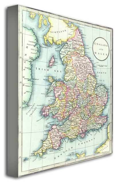 'Map of England & Wales, 1852' Canvas Art by R.H. Laurie, 14" x 19 ...