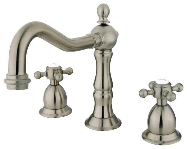 Widespread Bathroom Faucet, 2 Crossed Levers & Ceramic Disc ...