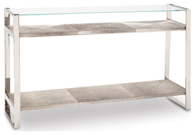 Andres Hair on Hide Console Large, Polished Nickel - Contemporary ...