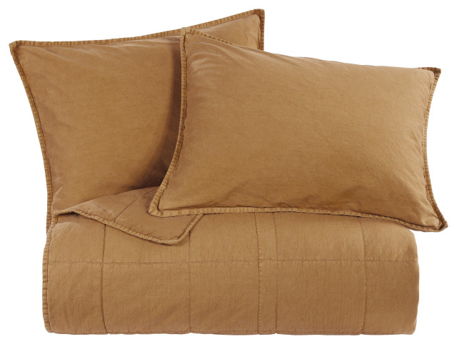 Stonewashed Cotton Canvas Coverlet Set, 3 Piece, King - Contemporary ...