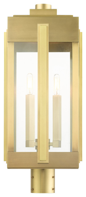 Natural Brass Art Deco, Sophisticated Outdoor Post Top Lantern ...