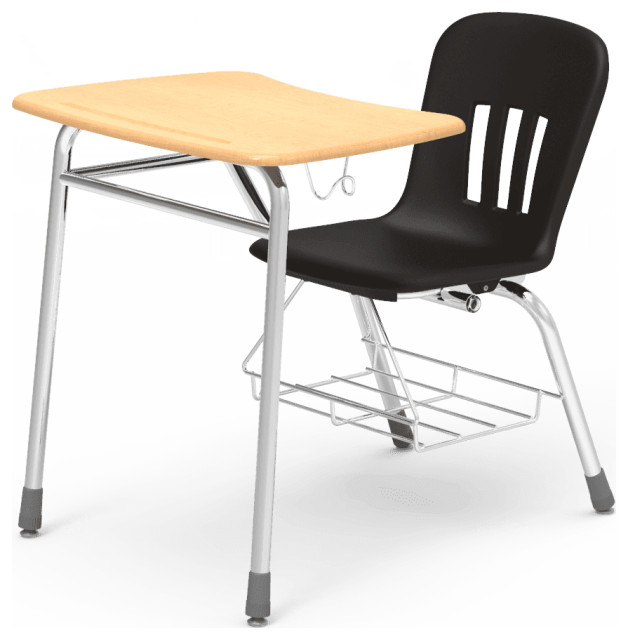 Modern Desk With Integrated Chair, Spacious Top & Ventilated Plastic ...