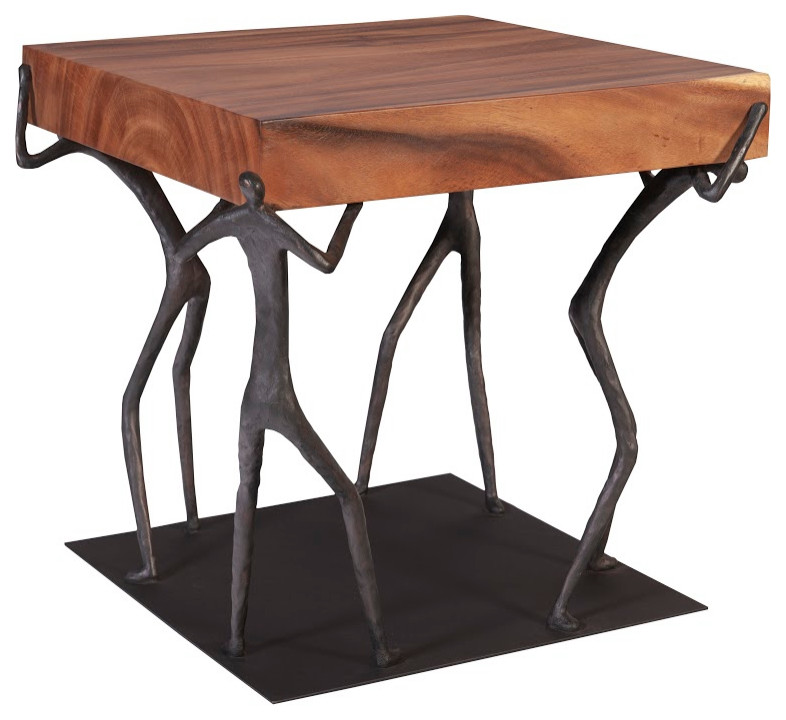 Atlas Side Table, Chamcha Wood, Natural, Metal - Eclectic - Side Tables ...