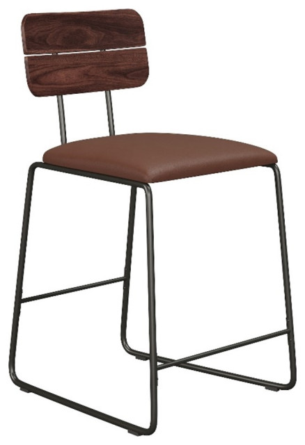 Walker Edison Urban Counter Stool Metal Back and Upholstered Seat ...