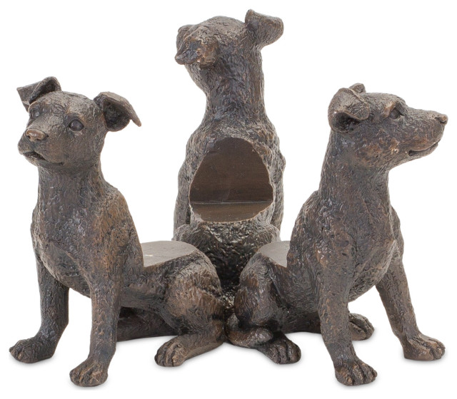 Dog Pot Holder, 6-Piece Set, 5"H Resin - Contemporary - Indoor Pots And ...