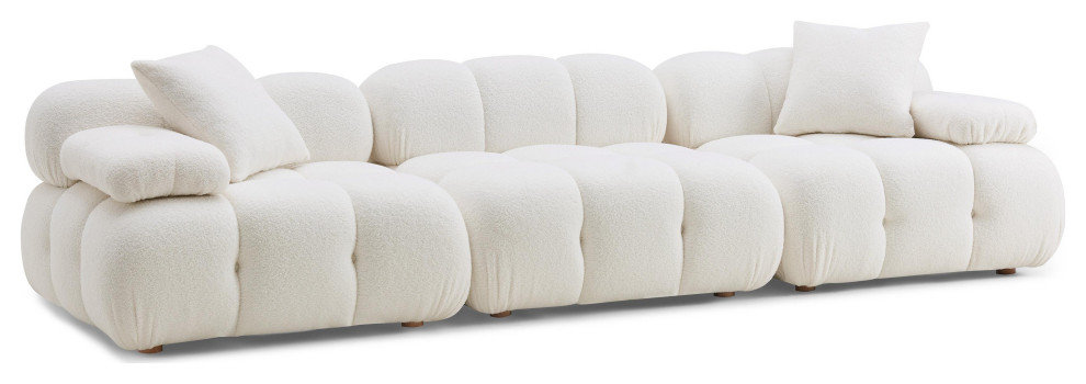 Calliope Cream Vegan Shearling Modular Sofa Cream - Transitional ...