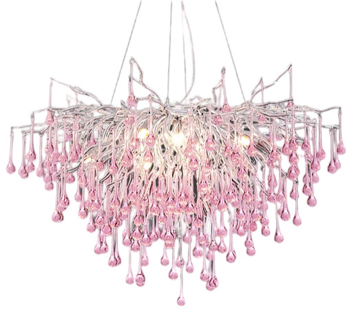 Modern Pink Crystal Chandelier for Living Room, Dining Room, Bedroom ...
