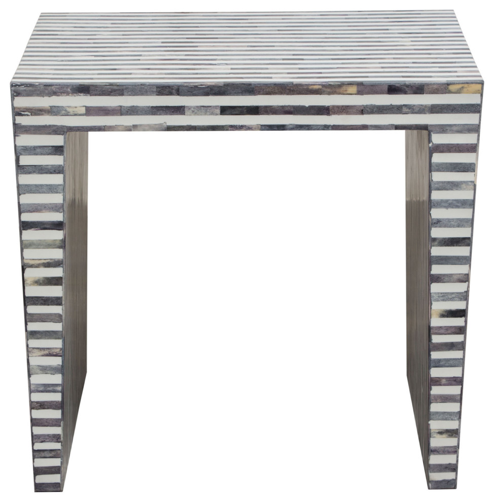 Mosaic End Table With Bone Inlay, Linear Pattern - Contemporary - Side ...