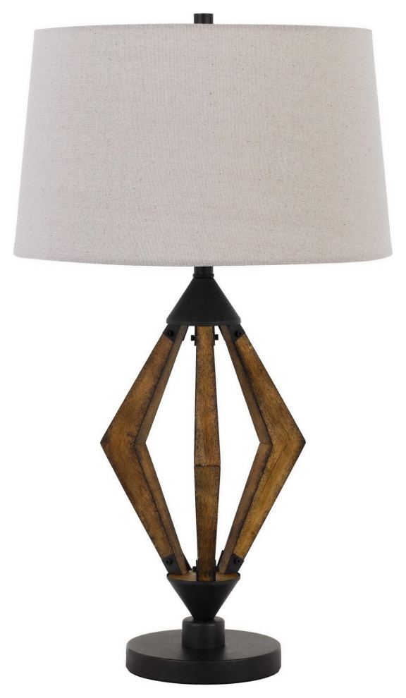 Metal/Pinewood Diamond Head Lamp - Farmhouse - Table Lamps - by Cal ...
