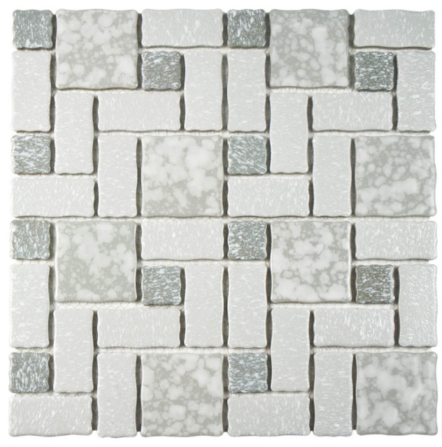 Academy Porcelain Mosaic Floor and Wall Tile, Grey, Sample ...