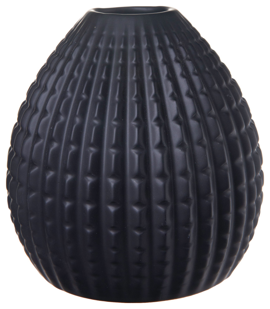Round Ceramic Vase Matte Black Finish - Transitional - Vases - by Urban ...