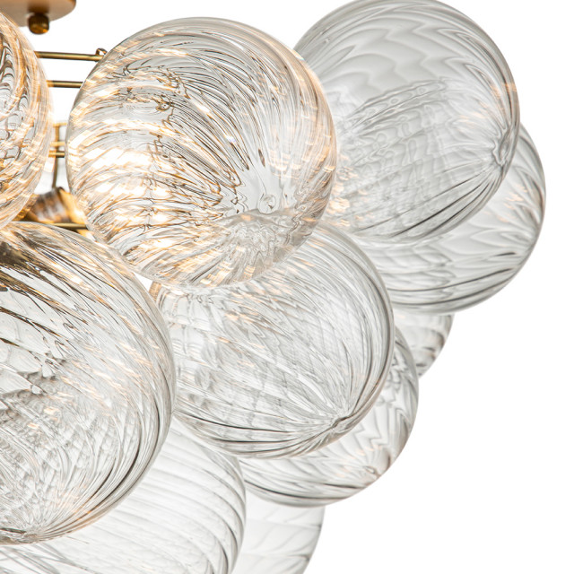 Contemporary 3-Light Ribbed Glass Bubble Semi Flush Mount ...