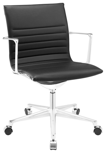 Modern Contemporary Office Chair, Black Faux Leather - Contemporary ...