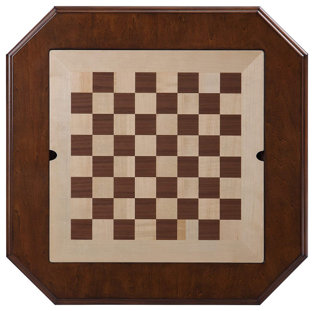 Wooden Square Game Table with 2 Drawers, Cherry - Traditional - Game ...