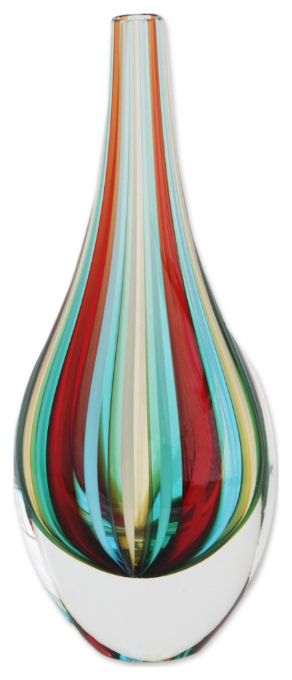 Novica Handmade Circus Art Glass Vase (9 Inch) - Contemporary - Vases ...