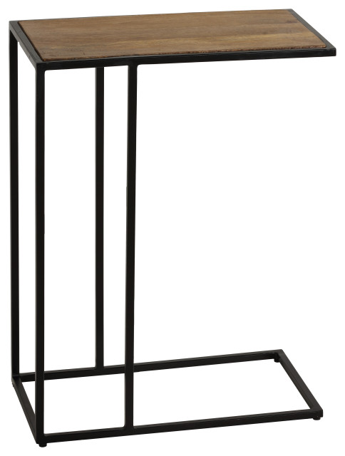 Bare Decor Toronto Accent C-Table, Black Metal/Wooden Top, 18x10 ...