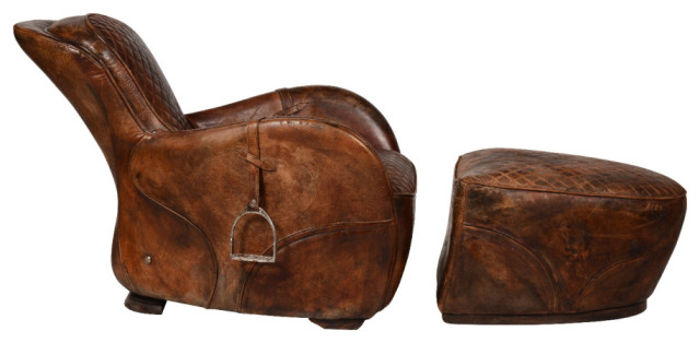 Brown Leather Equestarian Lounge Chair | Andrew Martin Saddle ...