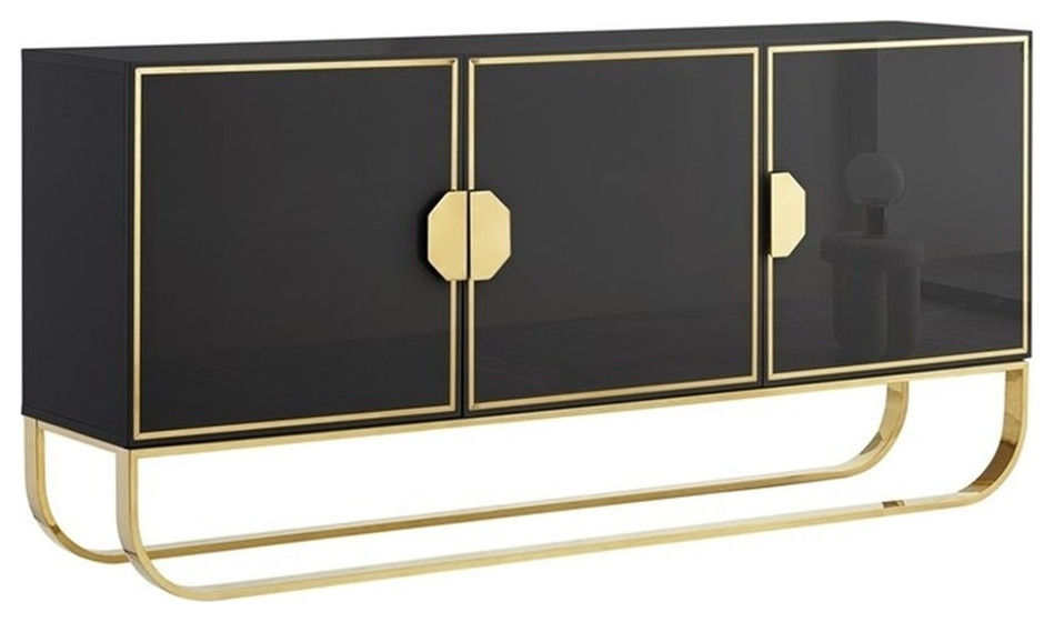 Posh Living Liyana Sideboard Black/Chrome - Contemporary - Buffets And ...