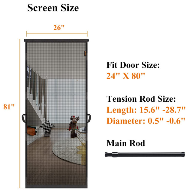 Hanging Screen Door, Fit Door Size 38x82" - Modern - Screen Doors - by ...